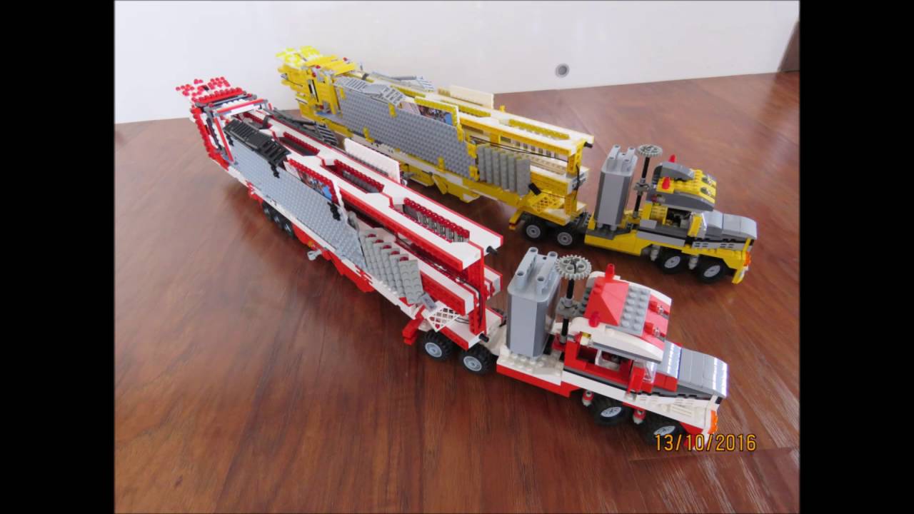 Lego drop tower on 1 trailer with 8 wheel unit - YouTube