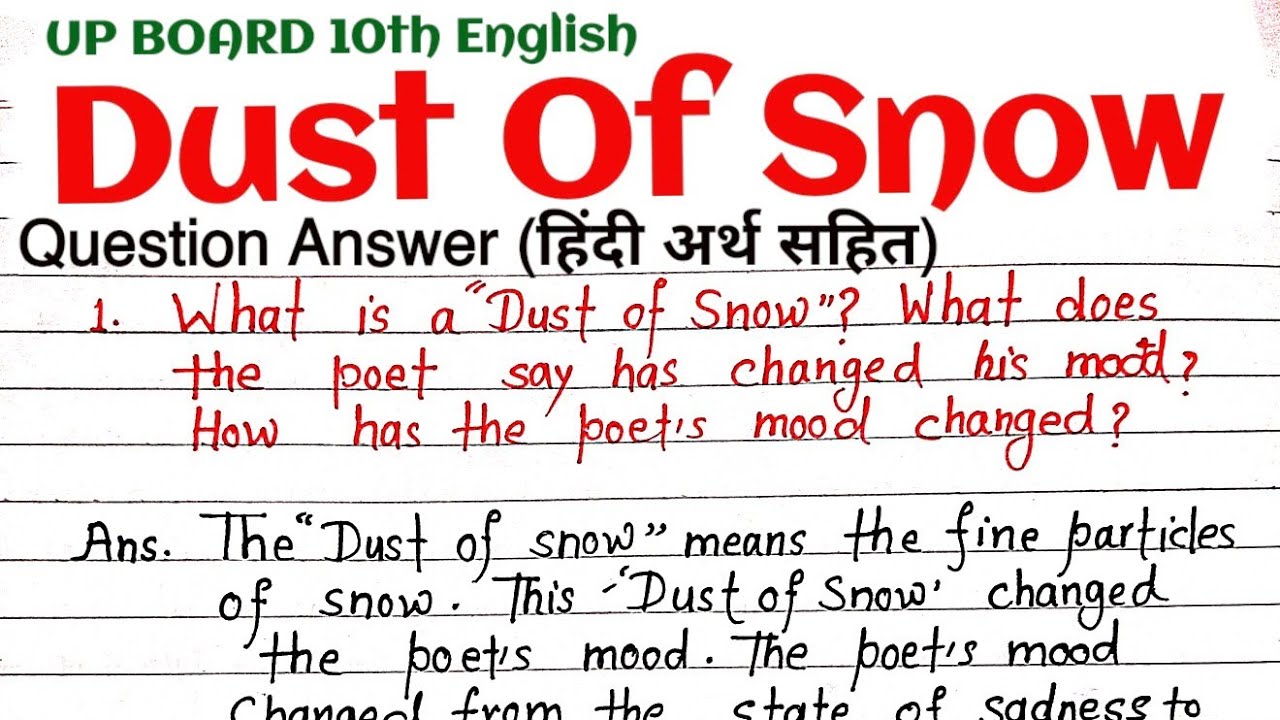 Dust Of Snow Question Answer Dust Of Snow Ques ans Class 10th Ncert