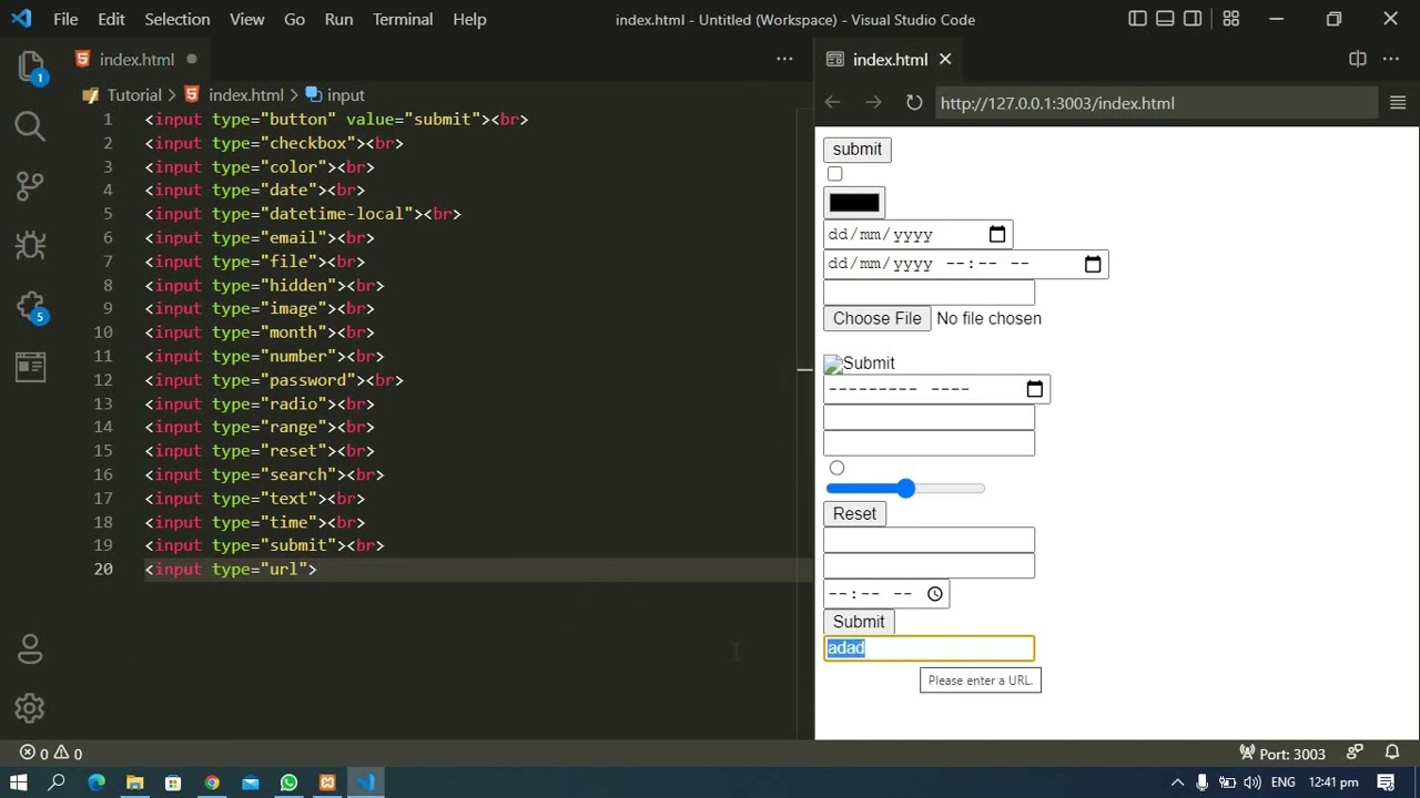 Tutorial Html Input Types And Element Youtube 8502