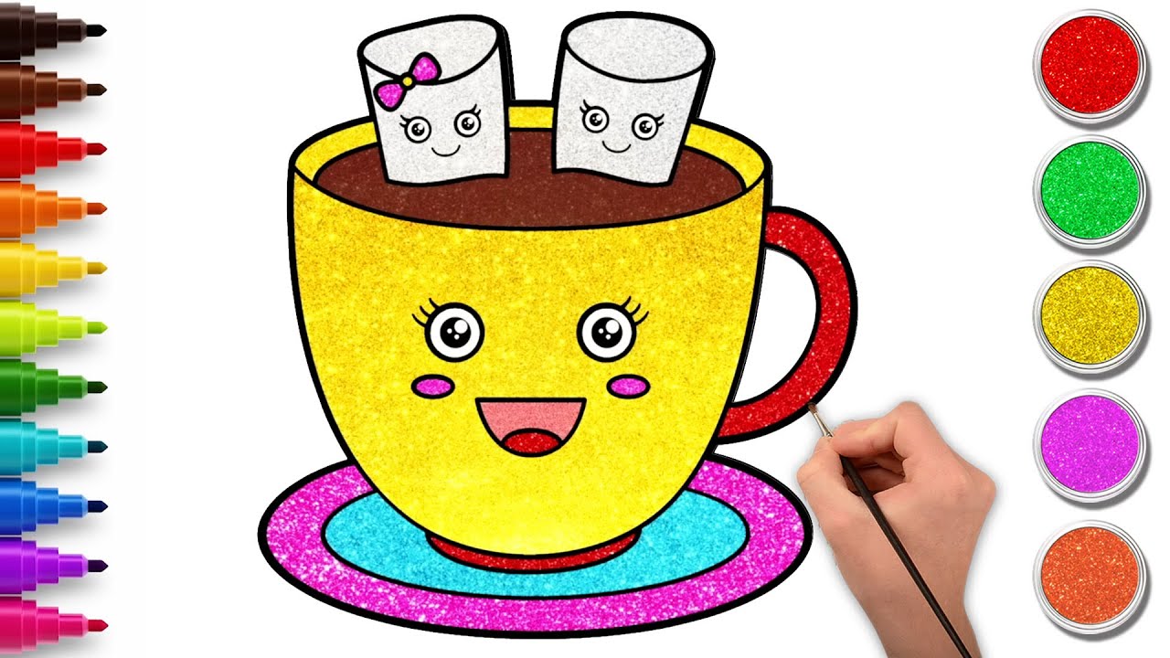 How to Draw Hot Chocolate 🍫☕| Easy Drawing and Coloring for Kids ...