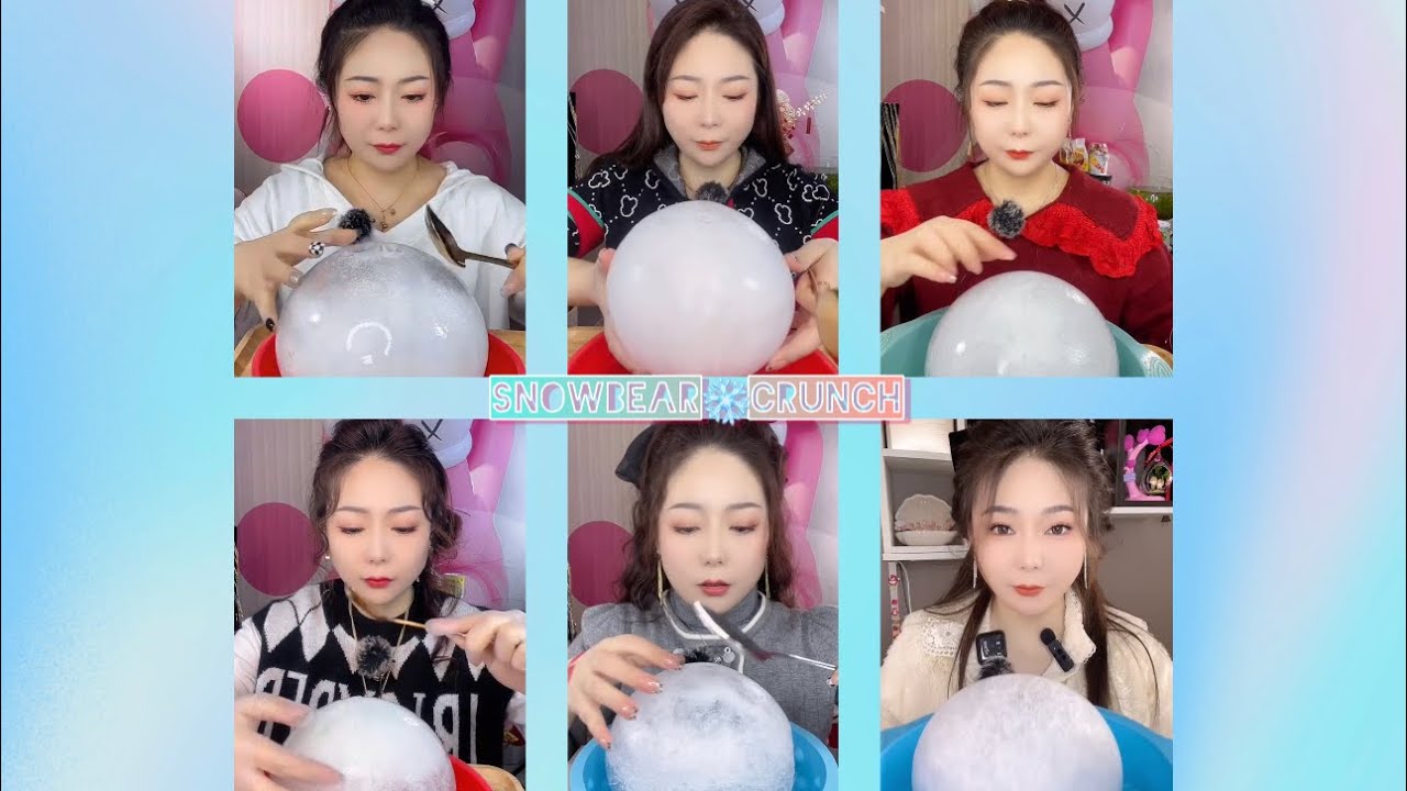 WHITE ICE | BALLOON ICE | ICE FAIRY FLOSS | ICE EATING ASMR ...