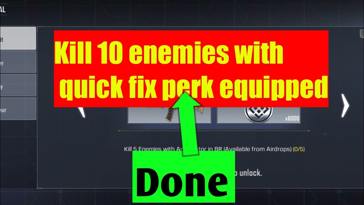 Kill 10 enemies with quick fix perk equipped | cod mobile mission - YouTube