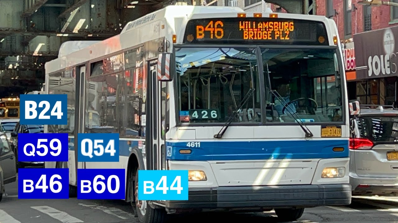 B44 SBS B60 B46 B62 B24 Q54 and Q59 Bus action @Williamsburg bridge ...