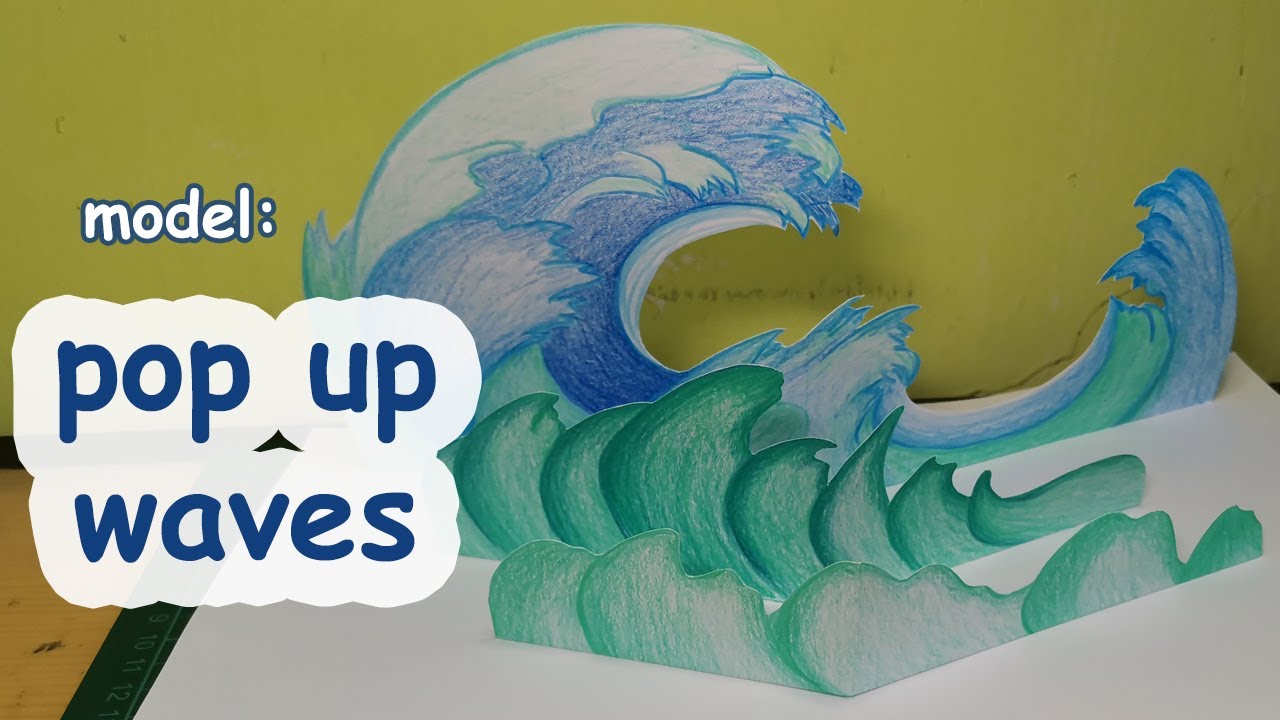 Pop up card: pop up waves model - how to make a pop up waves card with ...