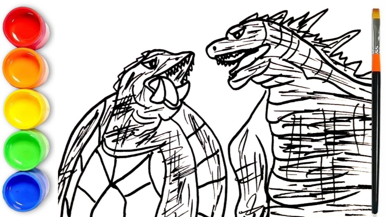 How to draw Godzilla vs Gamera | Godzilla vs Gamera Fight | Godzilla x ...