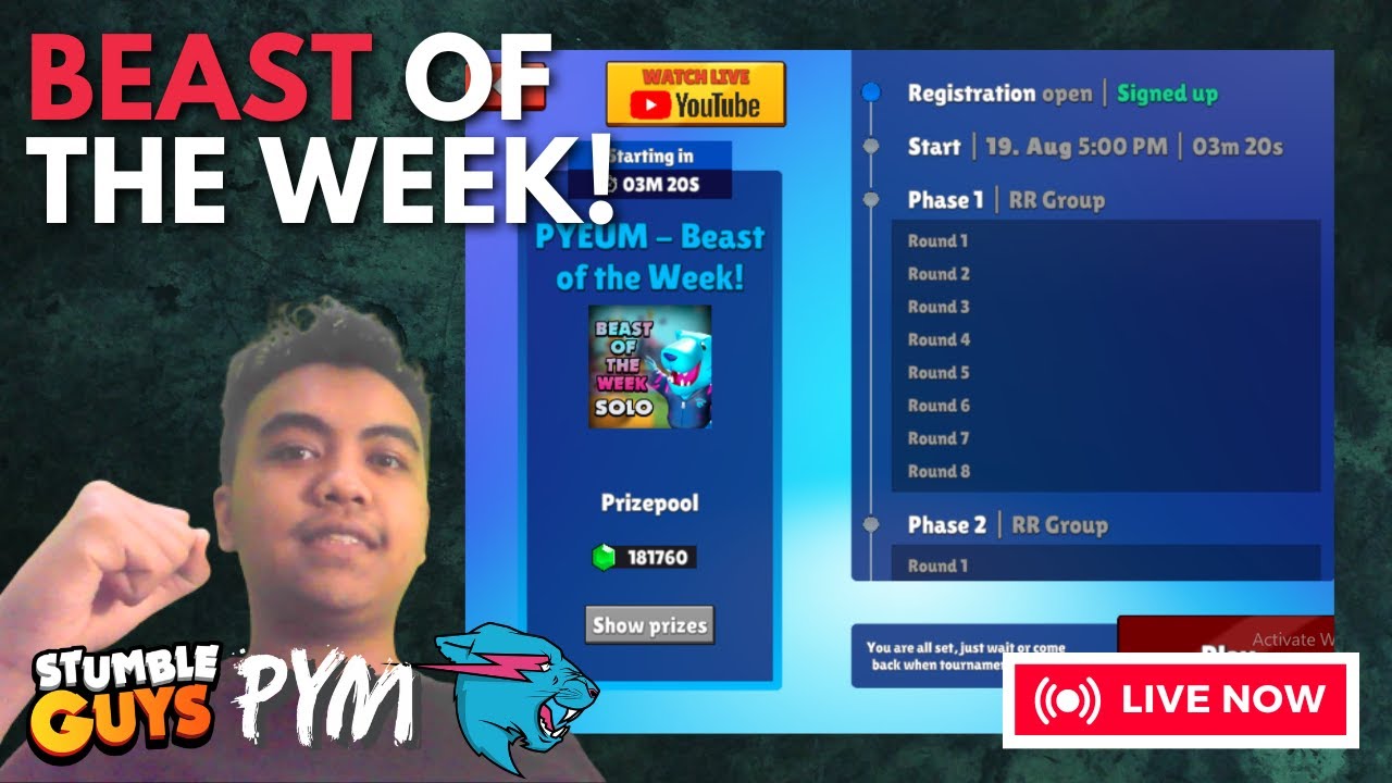 🔴PYEUM - Beast of The Week! | Stumble Guys Indonesia Live ...