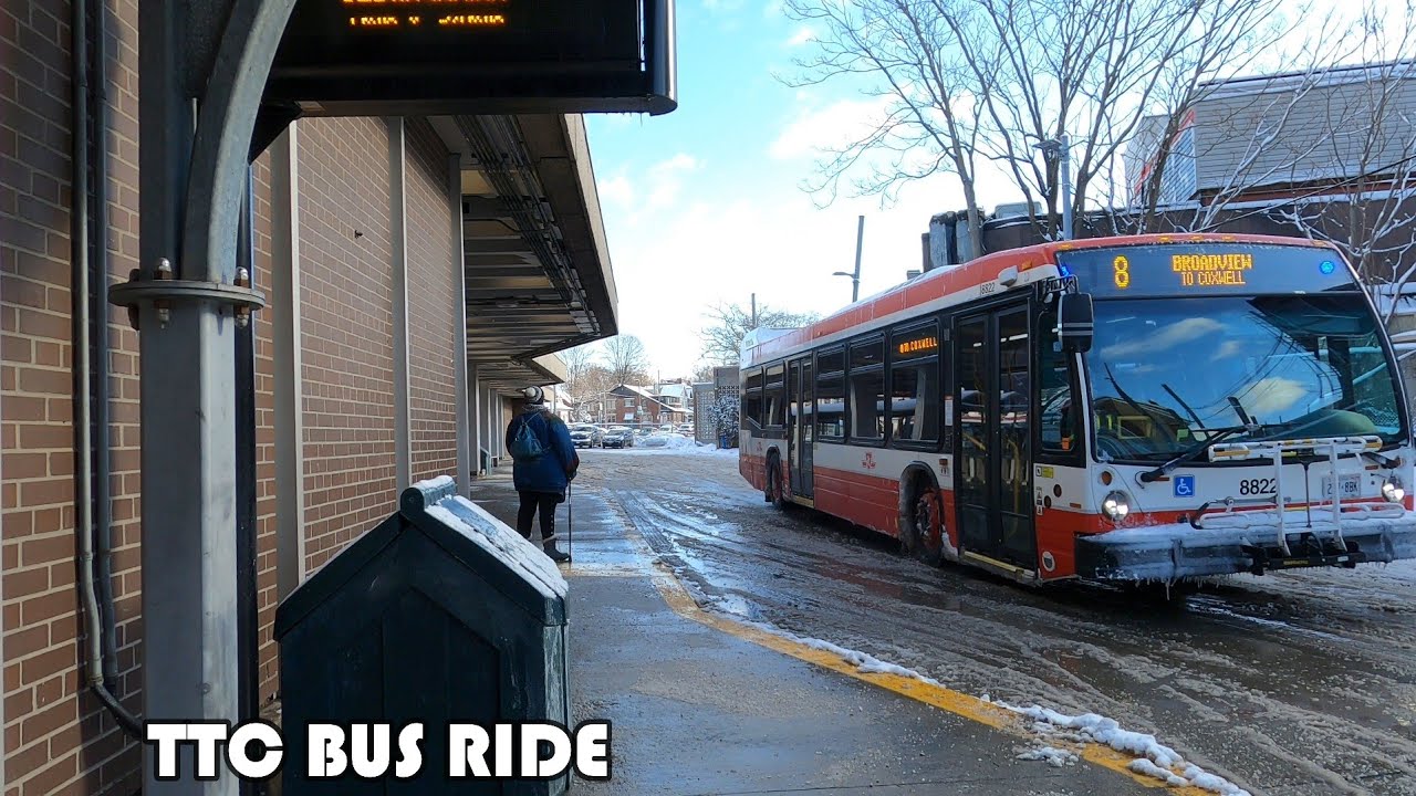 TTC Route 8 Bus Ride From Broadview Station To Pape Ave & O'Connor Dr ...