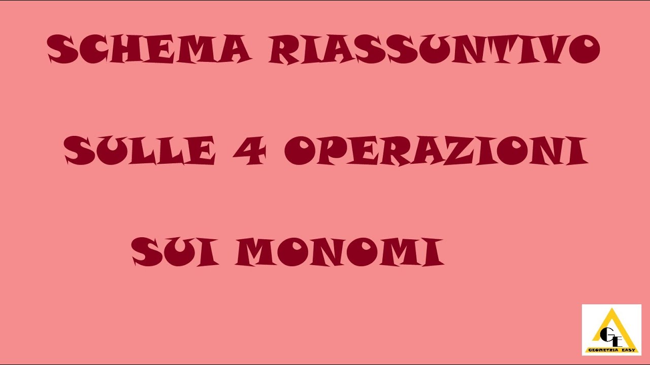 schema riassuntivo sulle 4 operazioni sui monomi - YouTube
