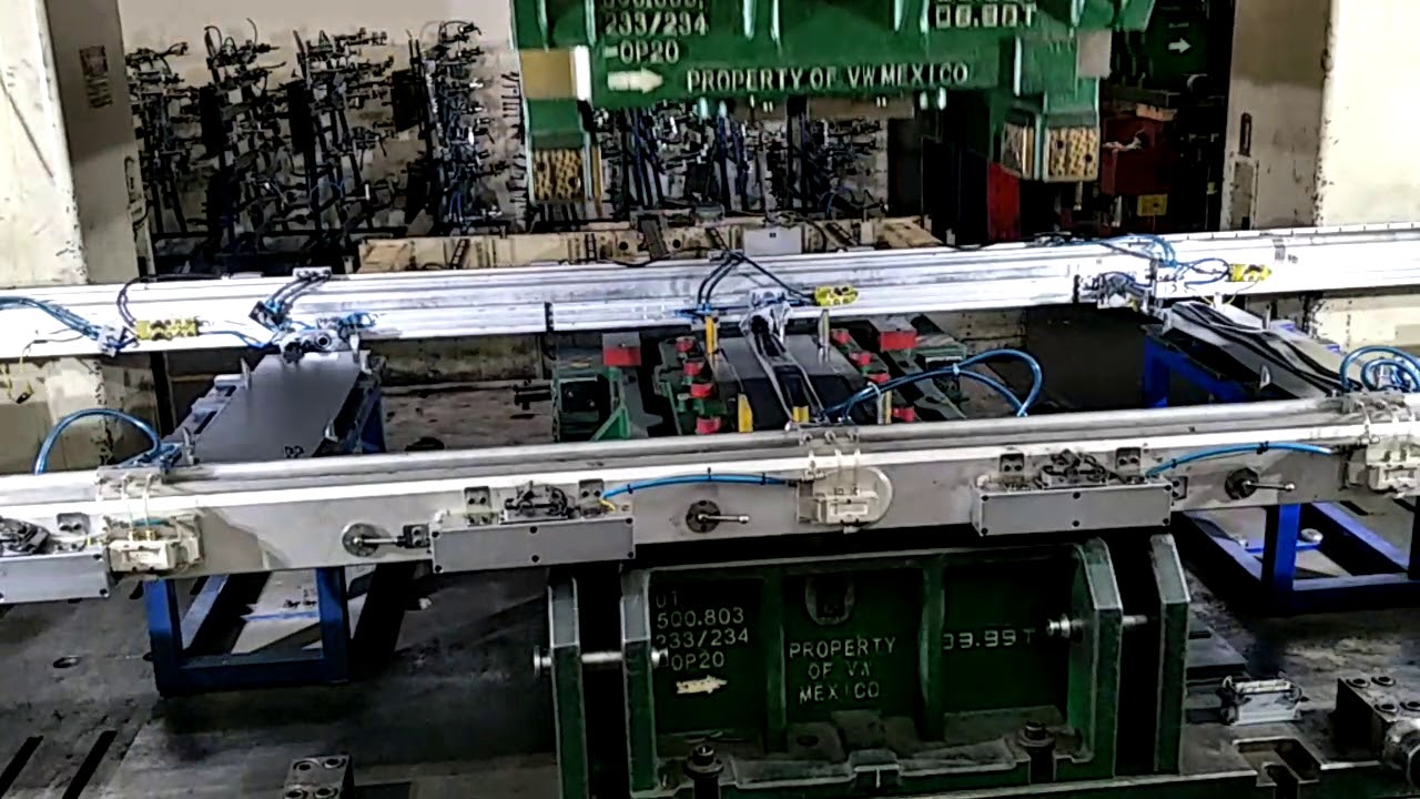 Finger tooling for sheet metal on transfer die - YouTube