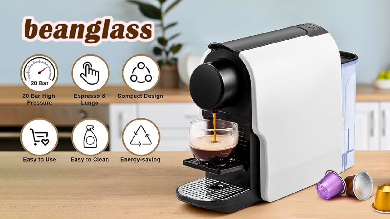 Beanglass Mini Espresso Machine: Compact Capsule Coffee Maker with 20 ...