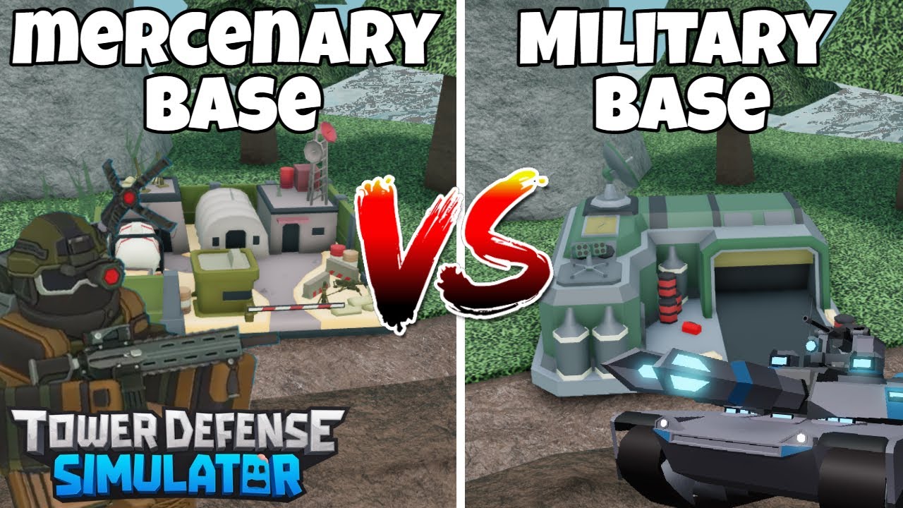 Mercenary Base VS Military Base | Roblox Tower Defense Simulator - YouTube