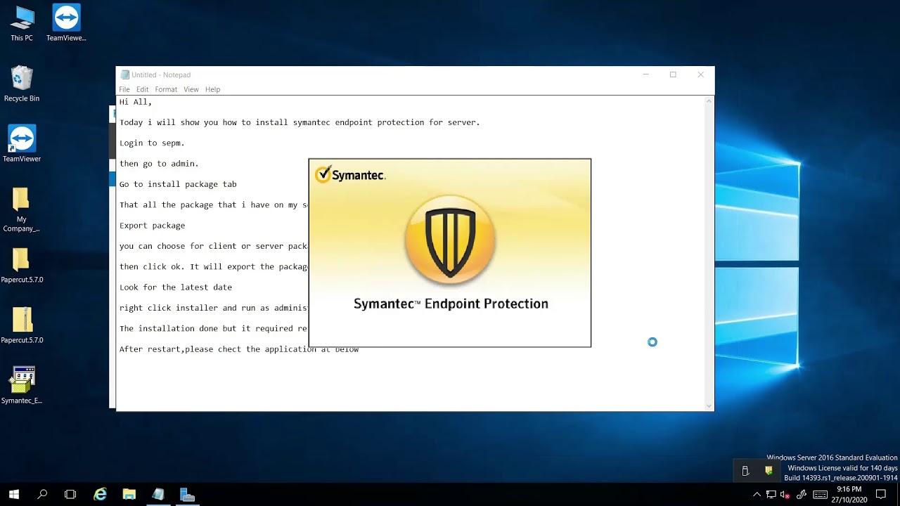 How to install symantec endpoint protection for server - YouTube