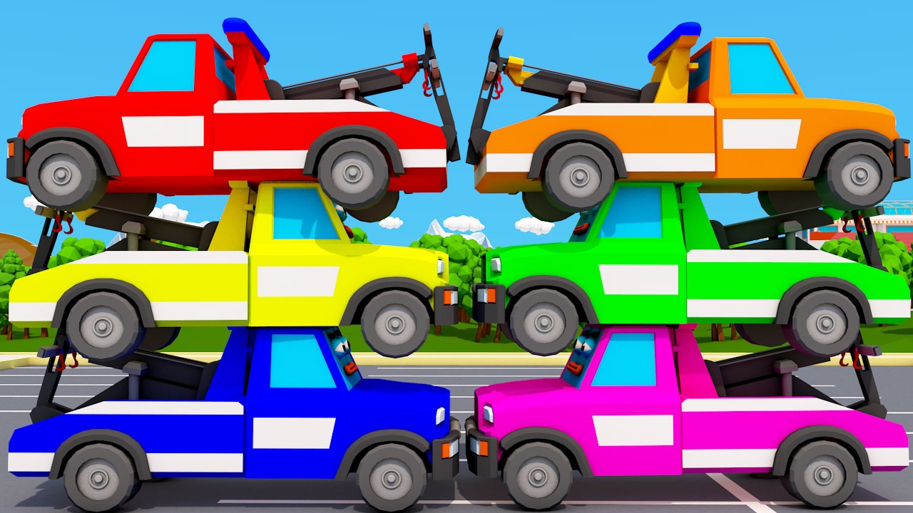 Learning Colors with Tow Trucks Funny Transportation | Colors Kids ...