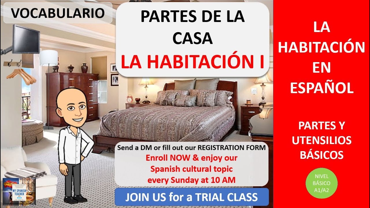 Vocabulario básico de Español - LA HABITACIÓN - YouTube