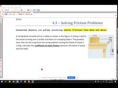 Solving Friction Problems - Pulley involving Static Friction - YouTube