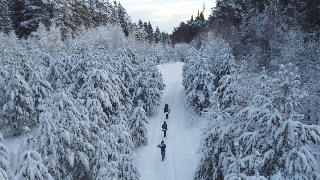 We took shelter from the cold in a forest hut. A night in the winter ...