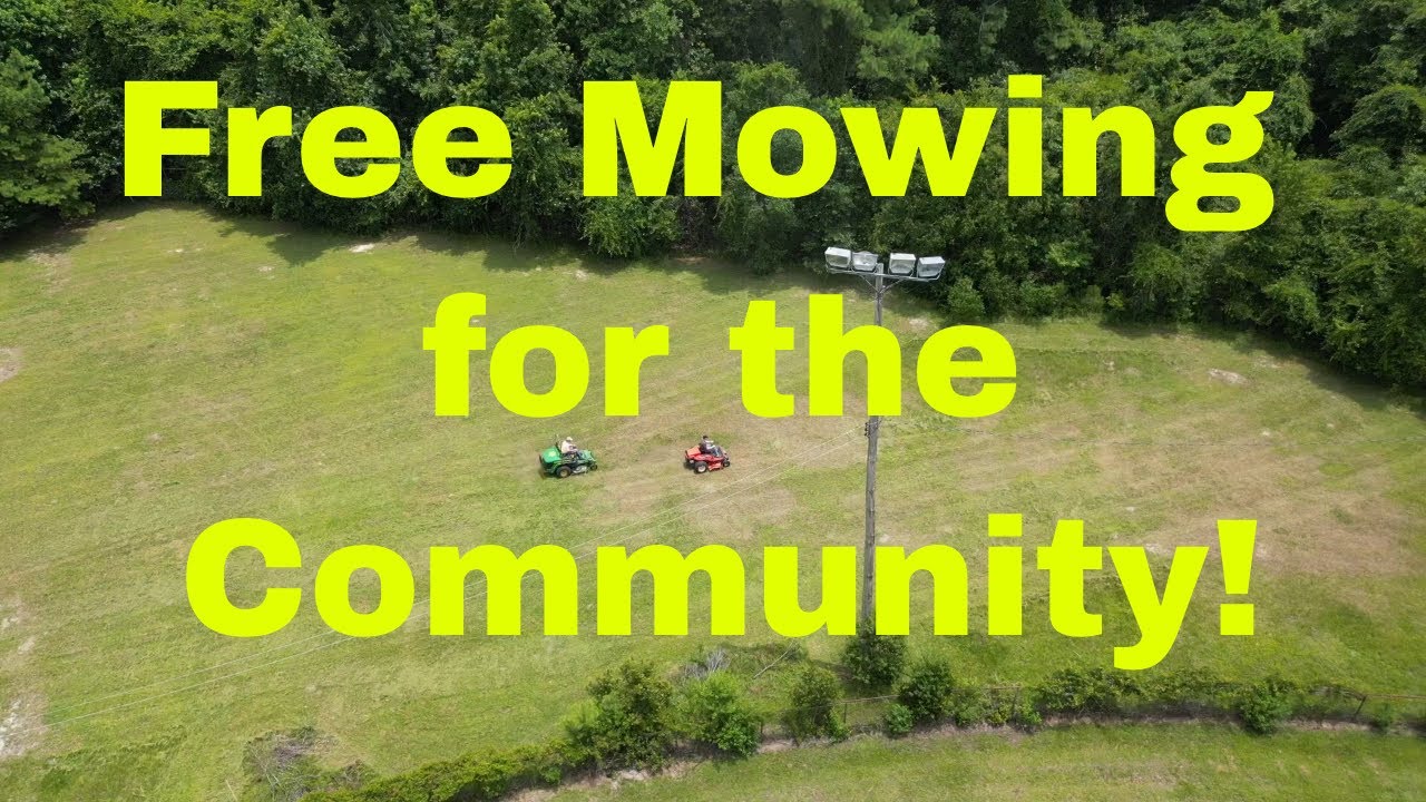 Free lawn mowing at the local community park - YouTube