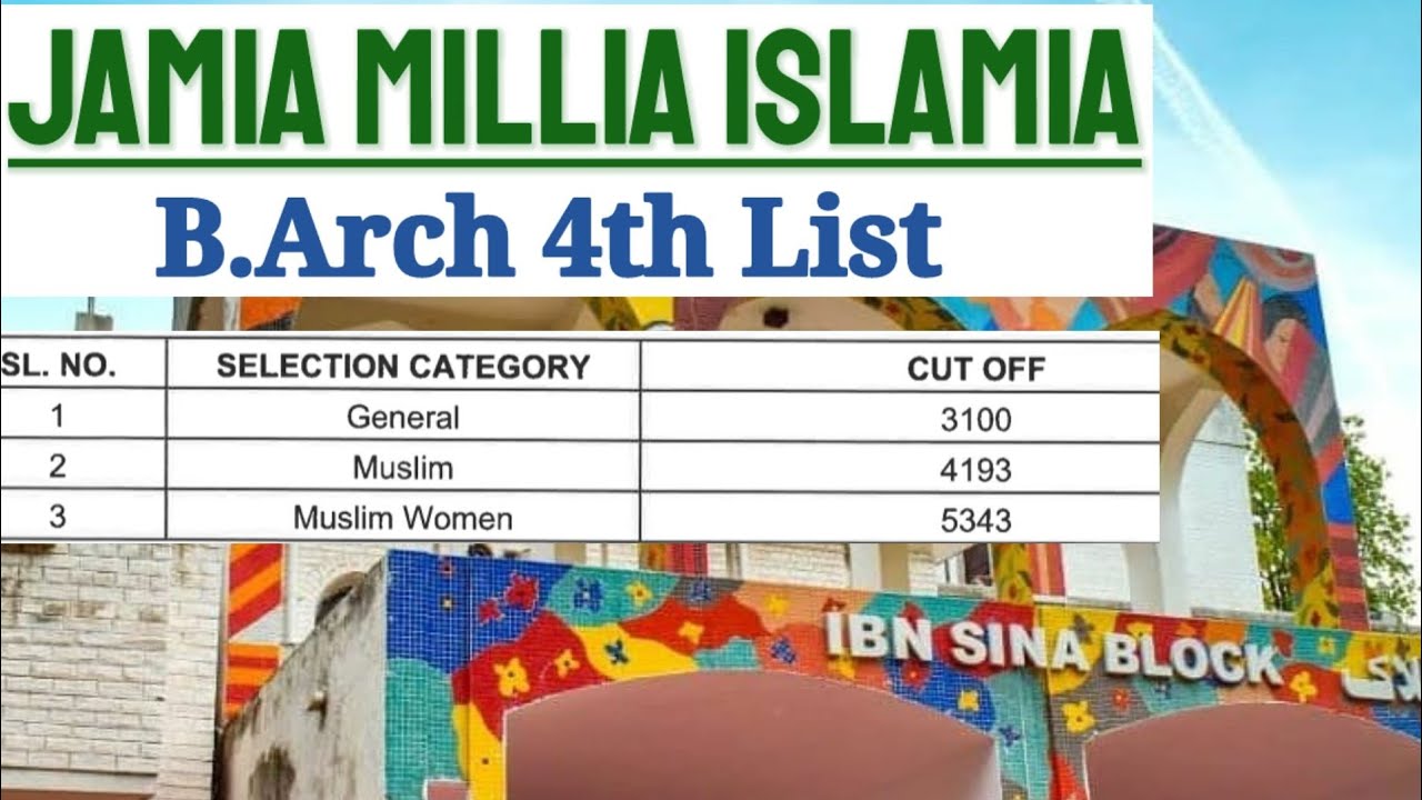 Jamia B.Arch 4th List 2020 || Jamia Admissions 2020 || Jamia Millia ...