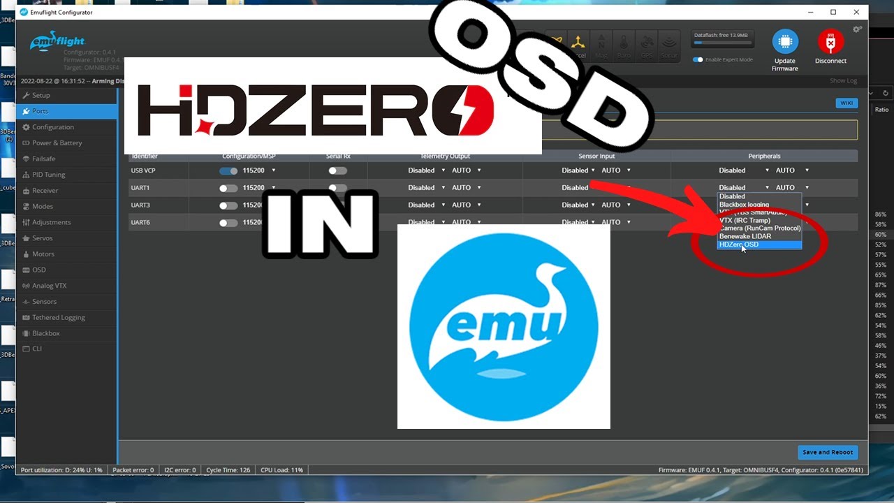 HDZERO OSD / VTX setup in EMUFLIGHT guide - YouTube