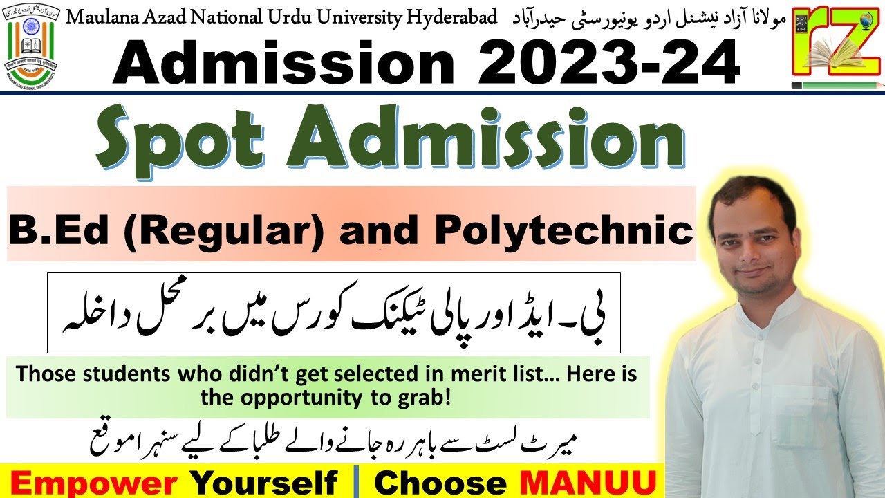 B.Ed and Polytechnic Spot Admission - 2023 | Maulana Azad National Urdu ...