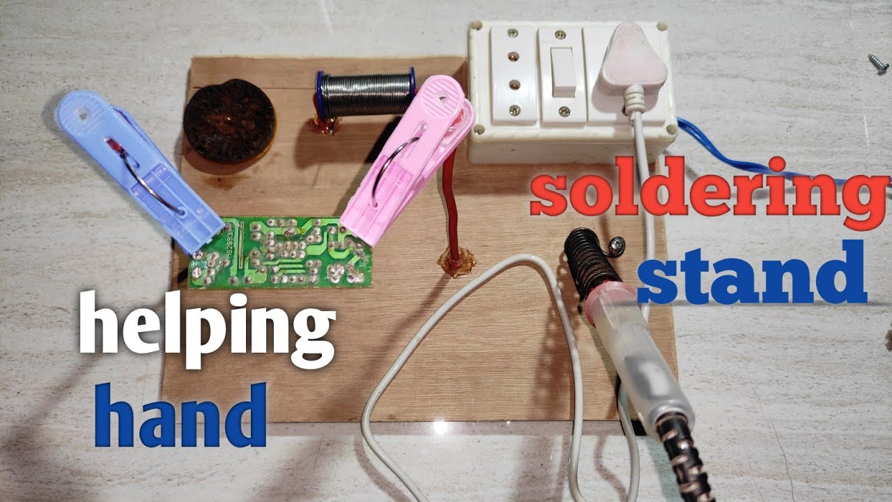 How to make All in one soldering stand with helping hand - YouTube
