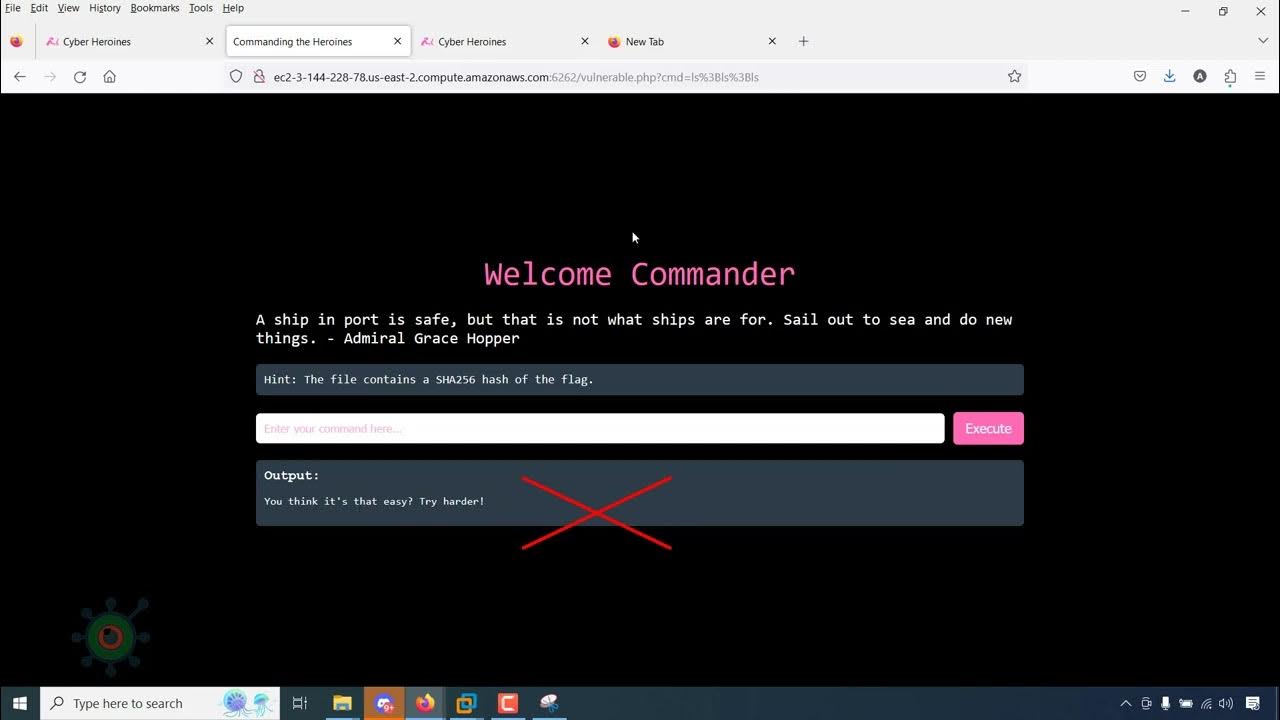 CyberHeroine CTF 2023 | Web Writeup | Grace Hopper | OS Command Execution - YouTube