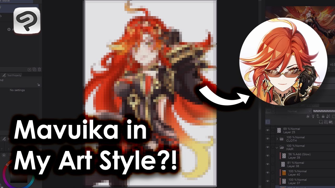 Draw with Me 🔥New Genshin Impact Character Mavuika! [Clip Studio Paint ...
