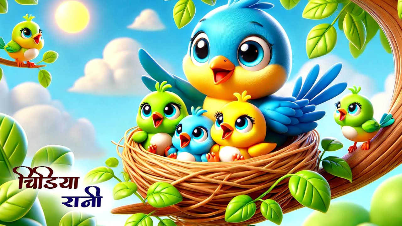Chidiya Rani | Hindi Rhyme | चिड़िया रानी | Hindi Balgeet | Naaz Kids ...