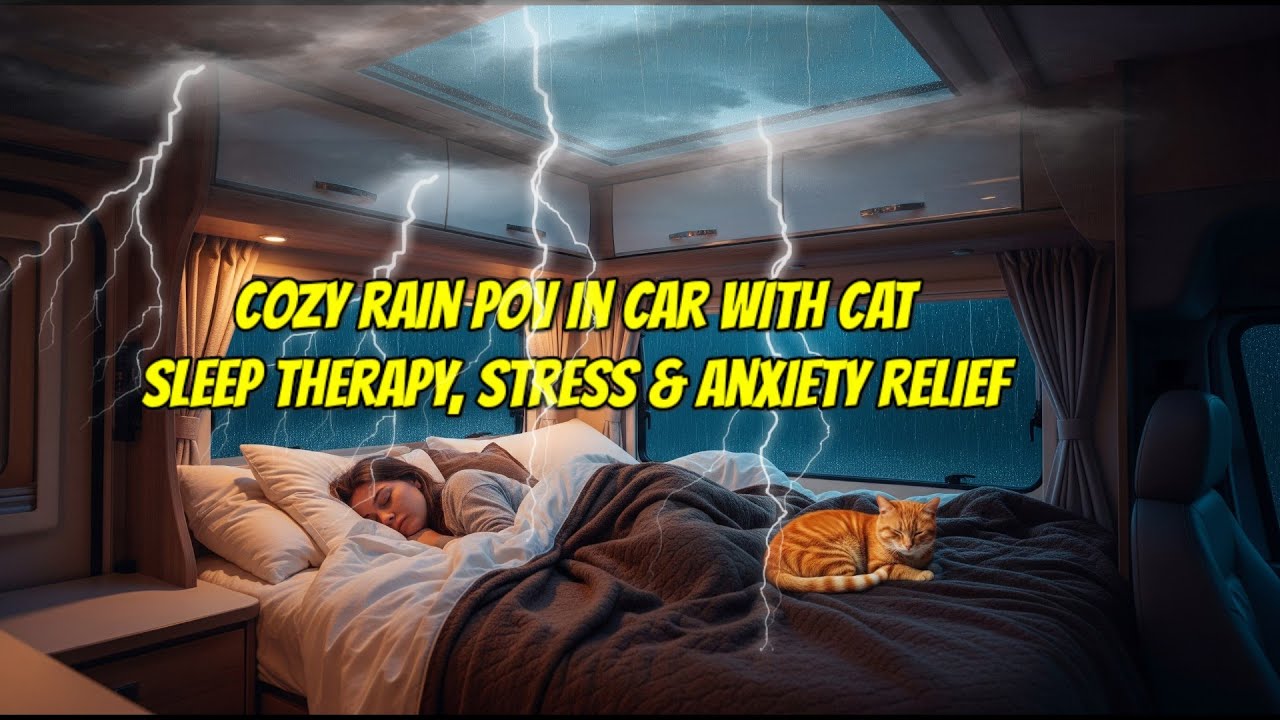 💤 How to Sleep Instantly 🌧️ Rain & Cat Purring ASMR for Deep Relaxation ...