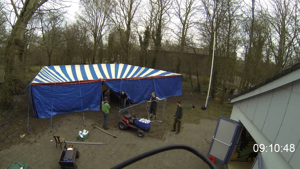 Timelapse opbouw circustent Scouting Damherten - YouTube