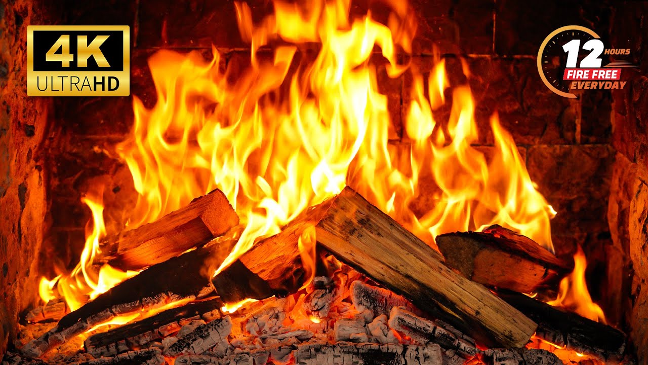 🔥 Cozy Fireplace 4K with Crackling Fire Sounds 🔥 Relaxing Fire ...