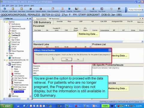 OB Summary module in AHLTA video