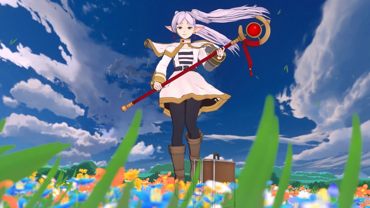 Frieren making a bed of flowers (fan animation) - YouTube
