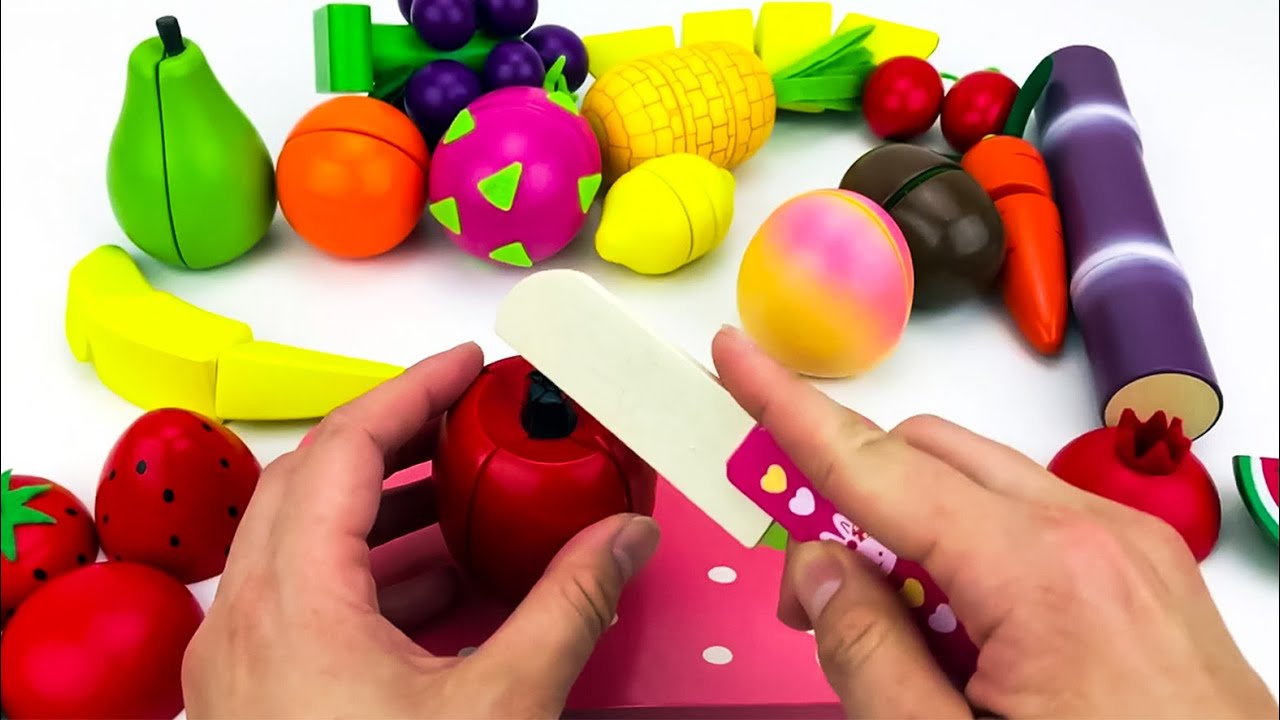 Fun Learning Names of Fruit and Vegetables Wooden Toys Cutting Fruit ...