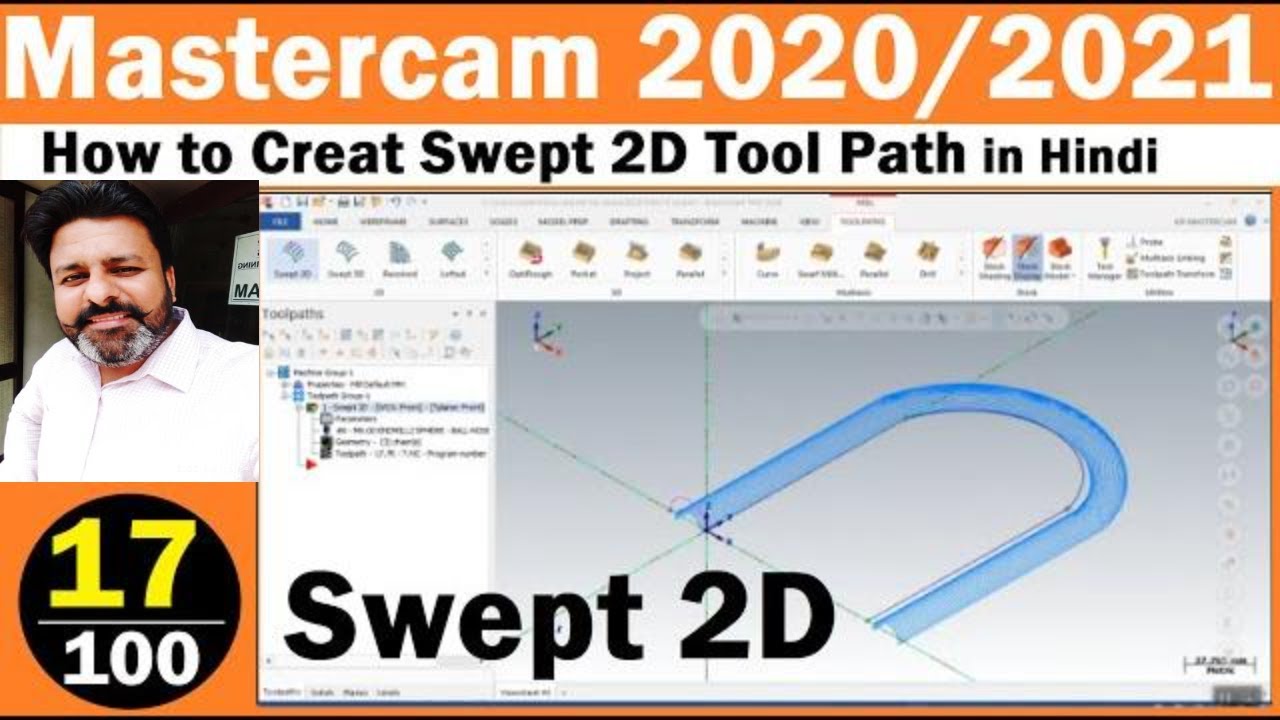 Mastercam 2021 hindi tutorials for beginners| How to create Swept 2D ...