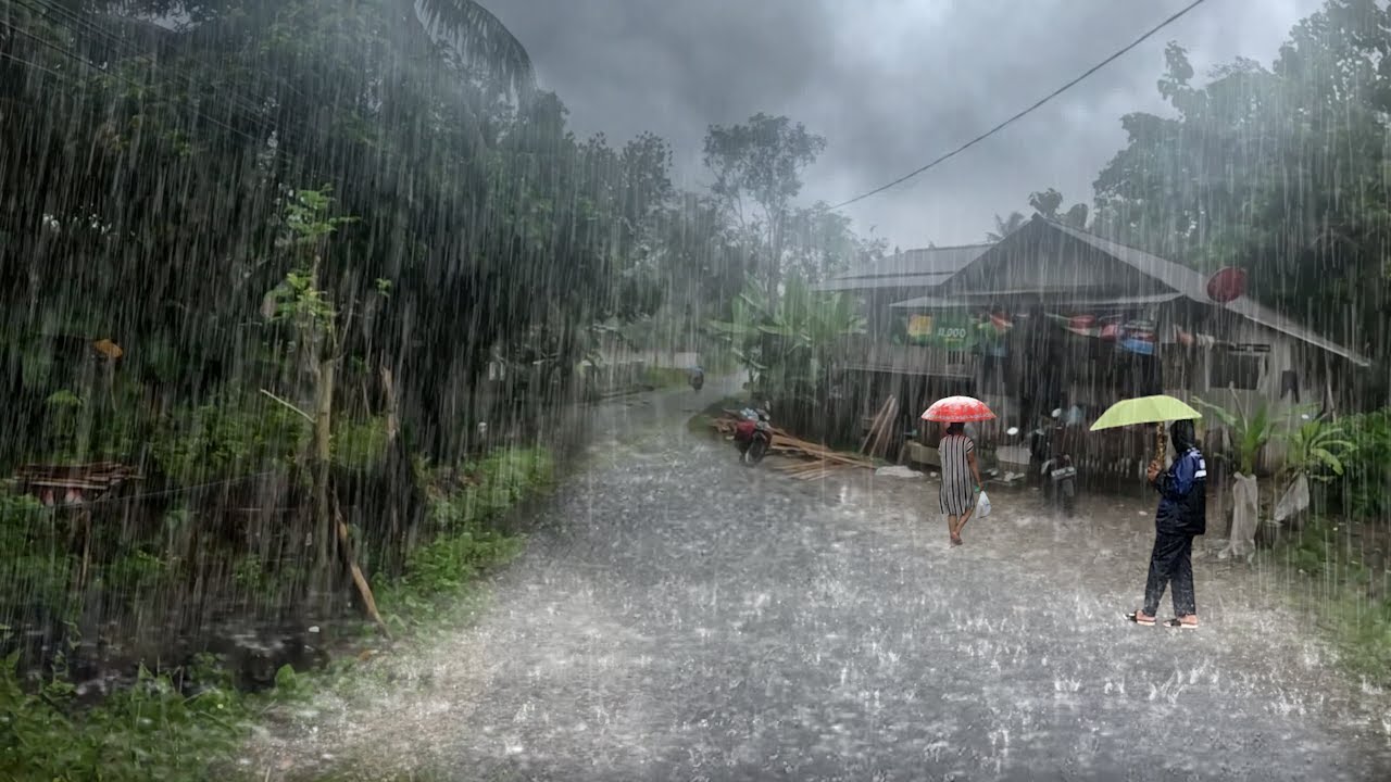 Very heavy rain strong wind & Extreme Scery Storm in in the wet soill ...