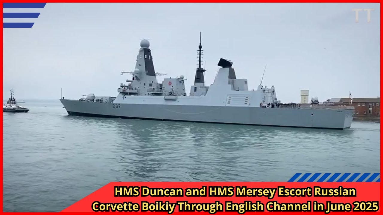 HMS Duncan and HMS Mersey Escort Russian Corvette Boikiy Through ...