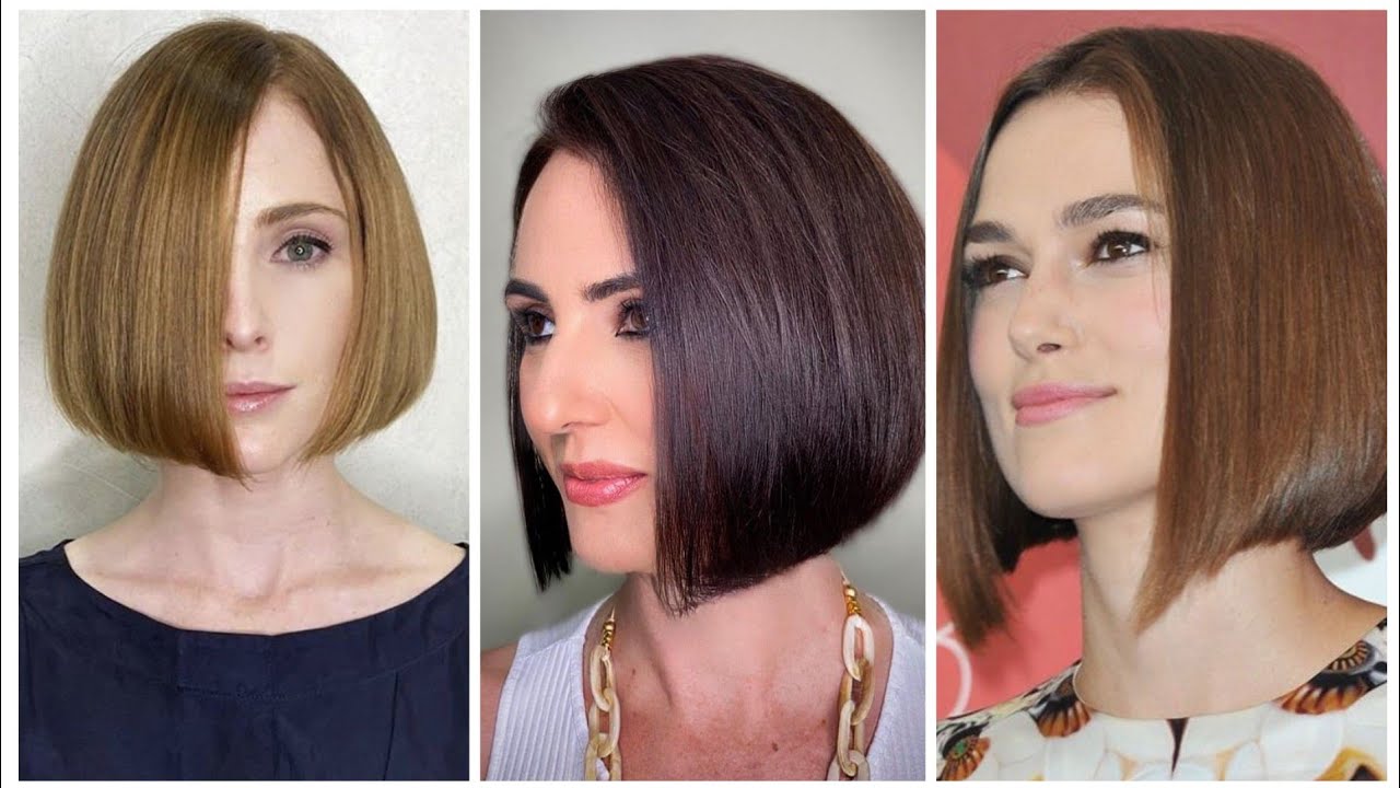 Chin length straight Bob hair cuts ideas for thick hair - YouTube