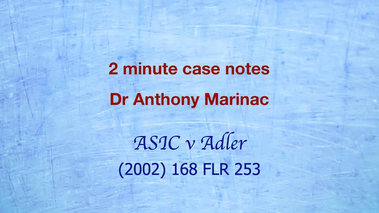 ASIC v Adler (Directors Duty of Good Faith) - YouTube