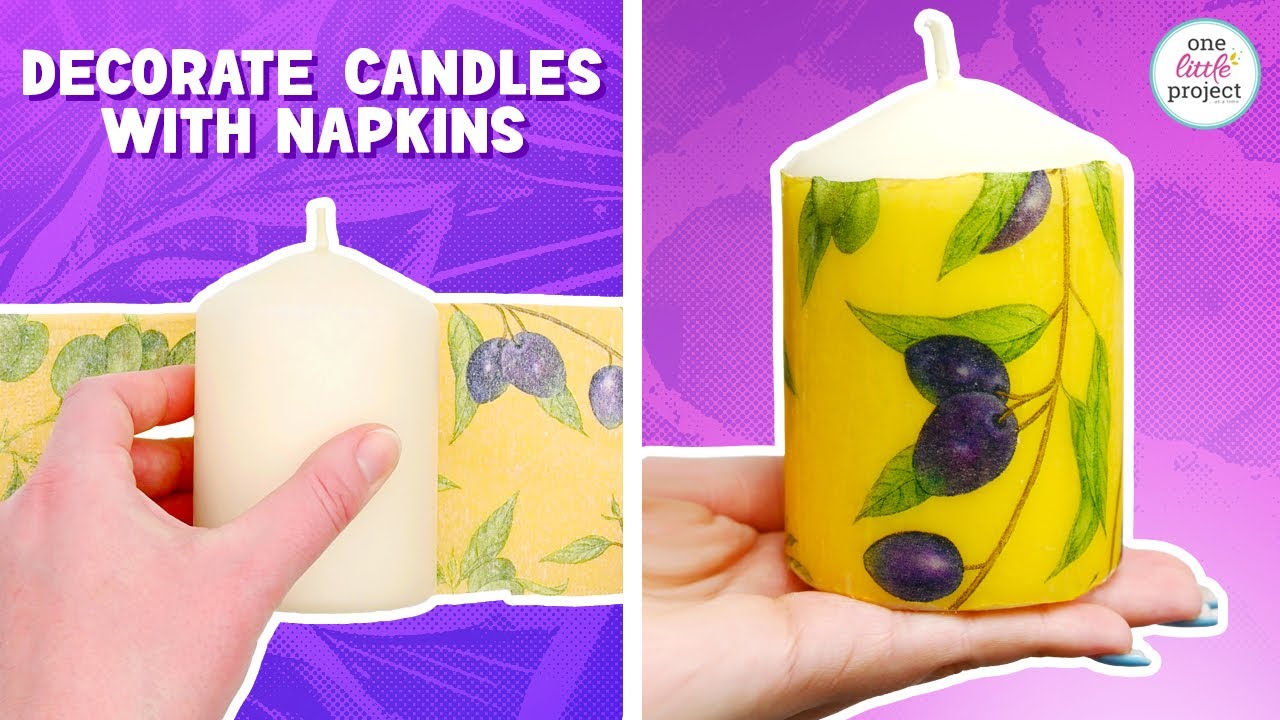 How to Decorate Candles with Napkins | DIY Patterned Candles - YouTube