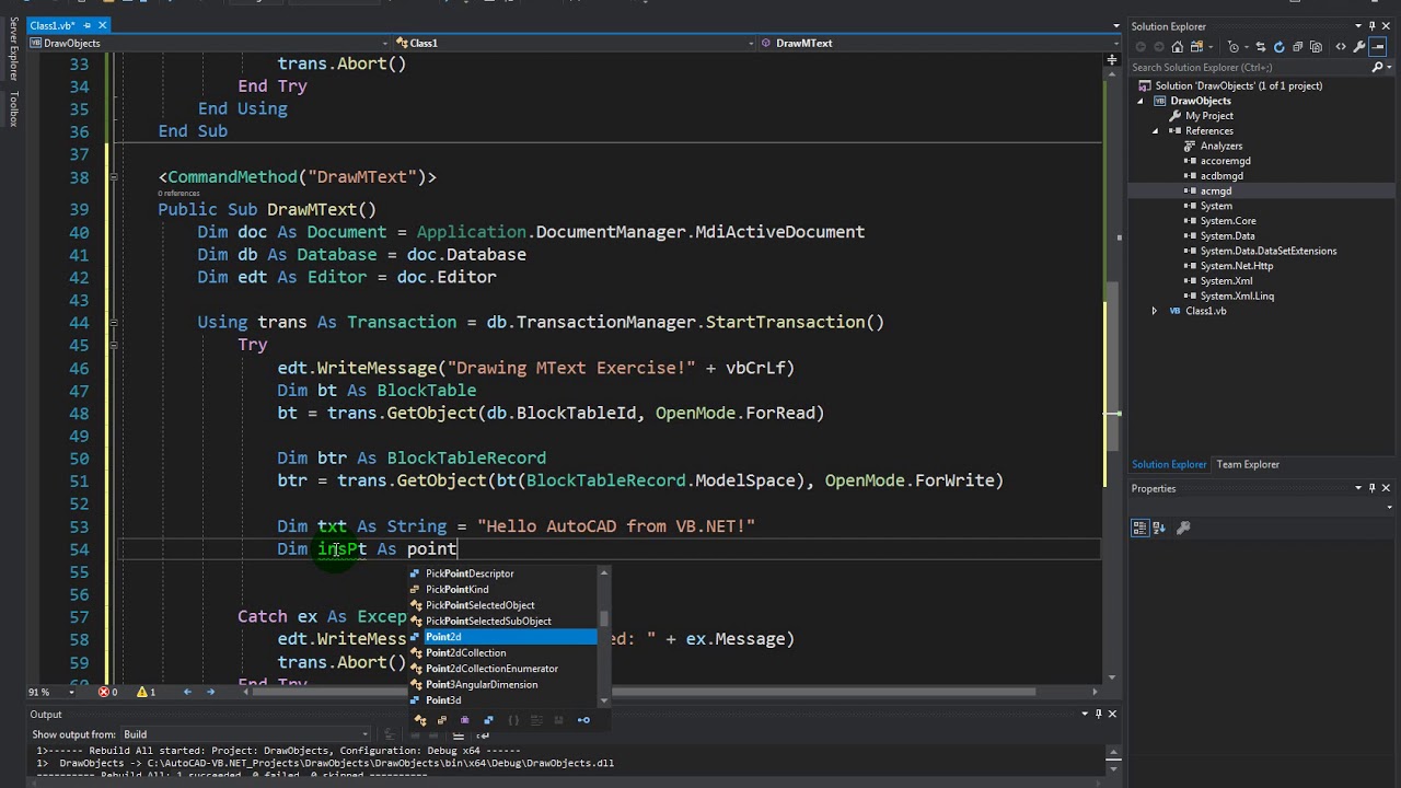 Creating a MText in AutoCAD using VB.NET - YouTube