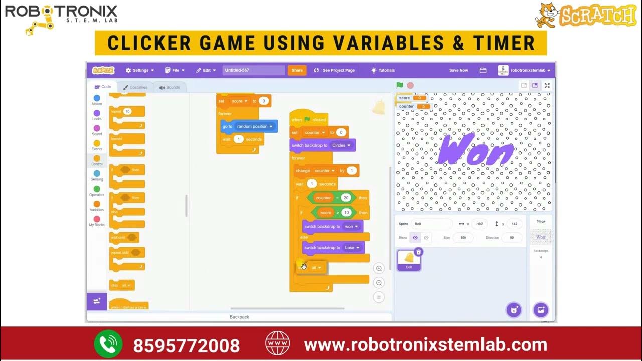 Clicker game using variables & timer - YouTube