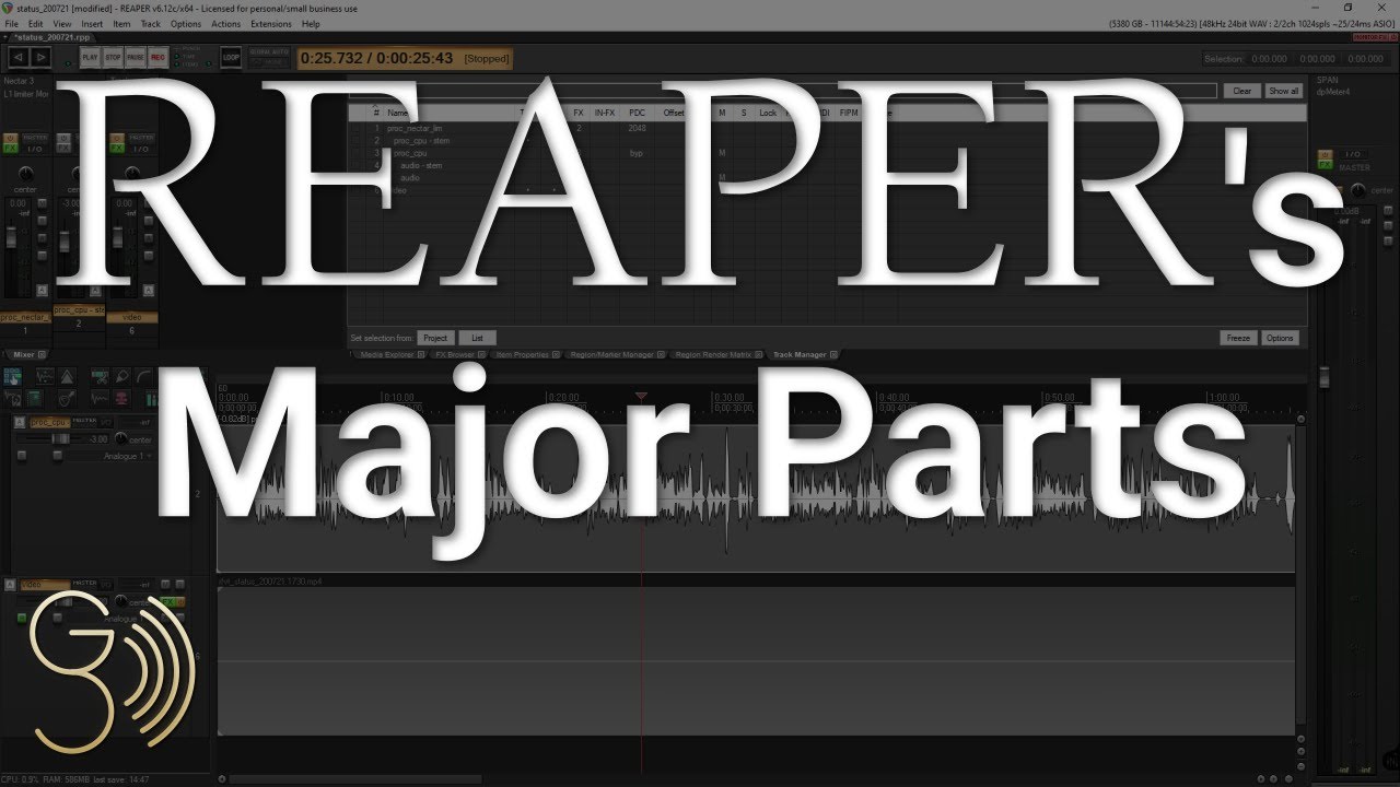 The Major Parts of REAPER - REAPER DAW Tutorial - YouTube