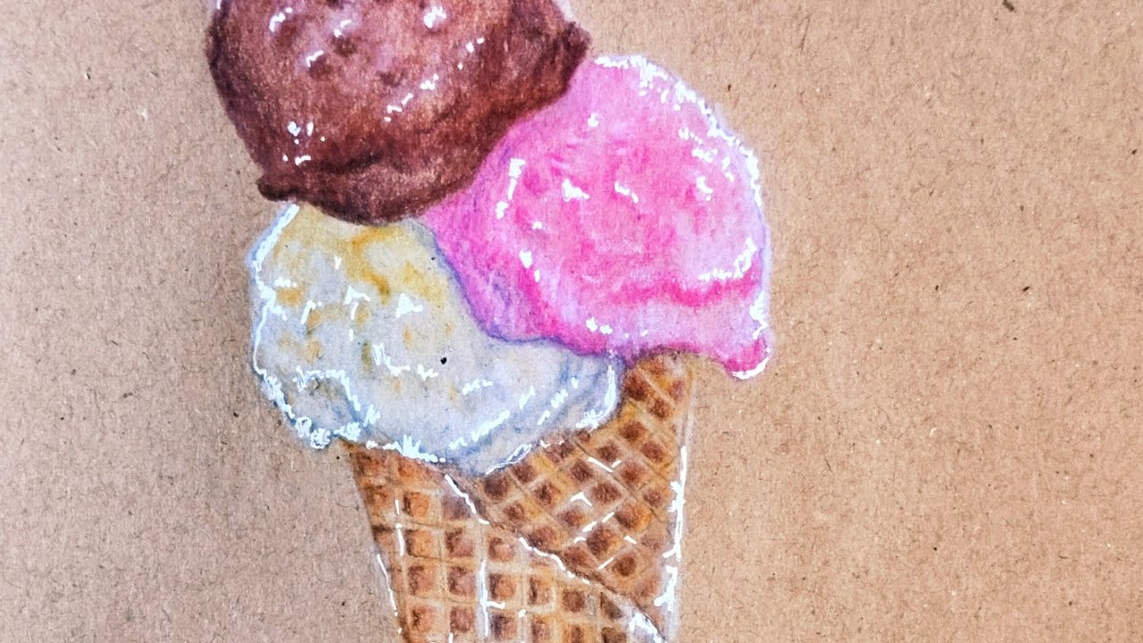 Menggambar es krim (drawing almost realistic ice cream) 🍦🍨 - YouTube