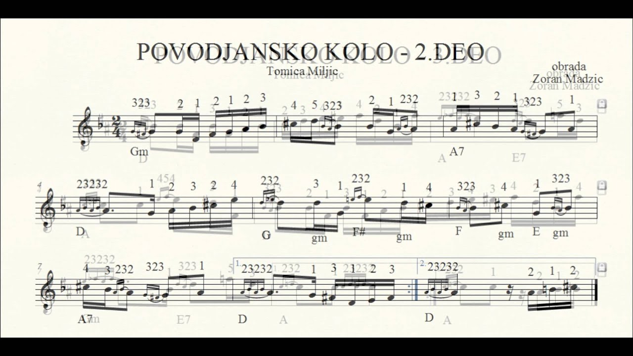 Povodjansko kolo (Tomica Miljic) - note za harmoniku (zapis Zoran ...