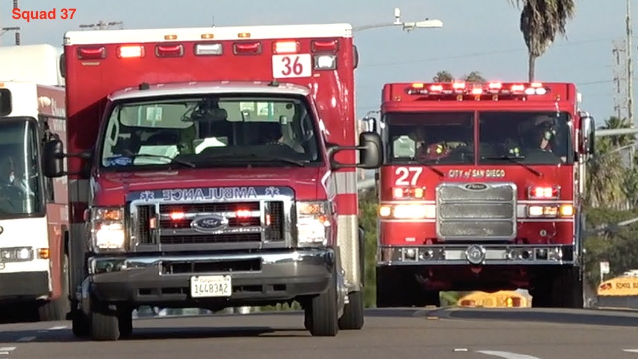AMR, San Diego Fire, San Diego Police Responding (Compilation) - YouTube