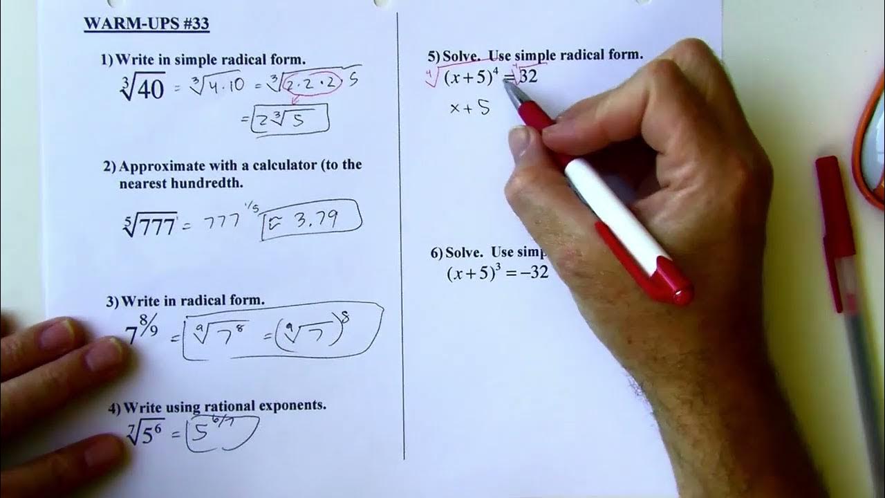 Algebra 2 - Warm-up #5.2 - YouTube