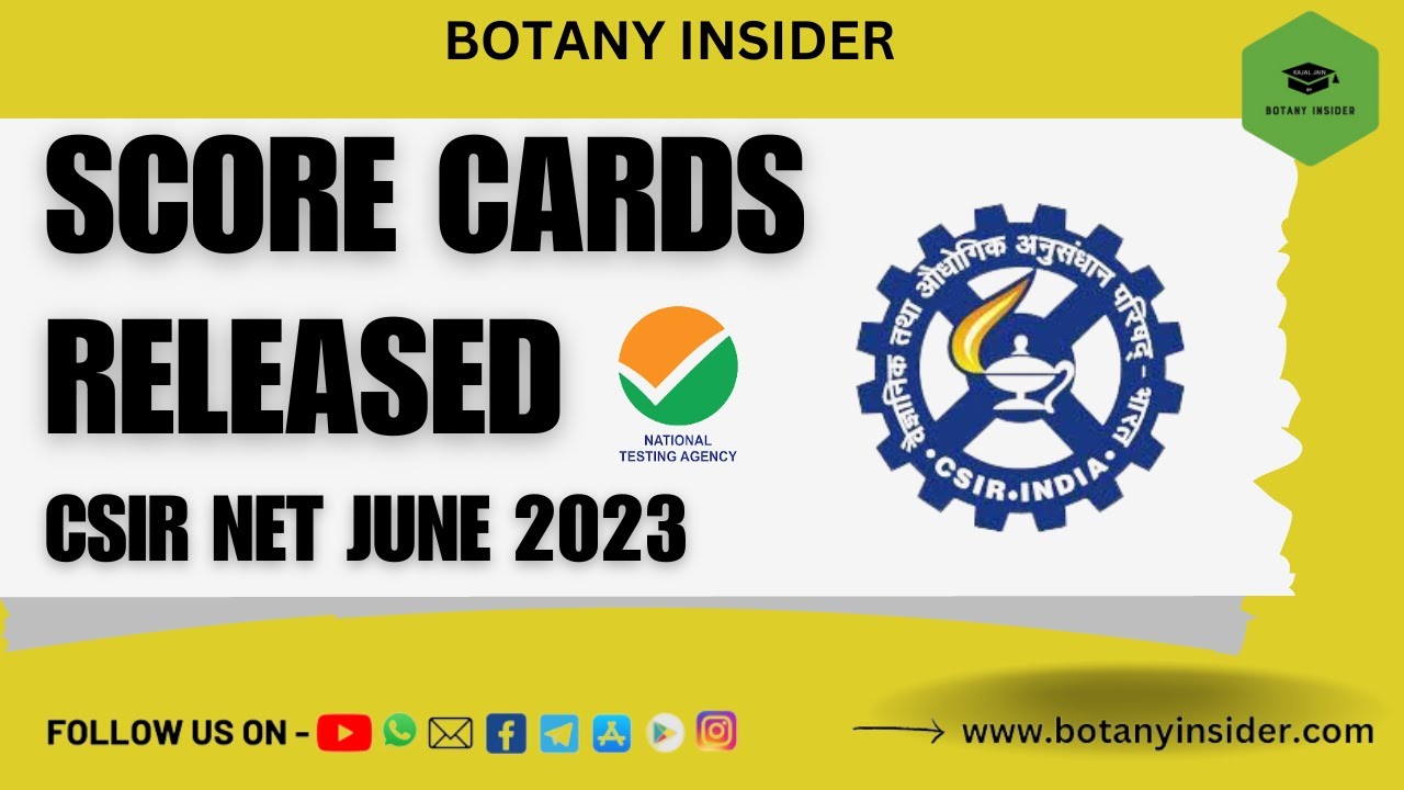 Score Cards Released CSIR NET June 2023 II @BotanyInsider CSIR RESULTS ...