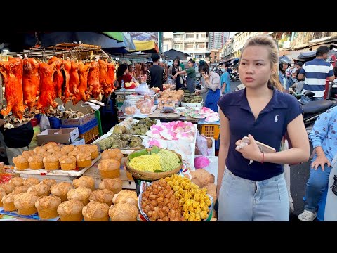 Amazing CAMBODIAN Street Food 2026 - Chinese New Year, Explore Roasted Pig, Cake at Orussey Market
