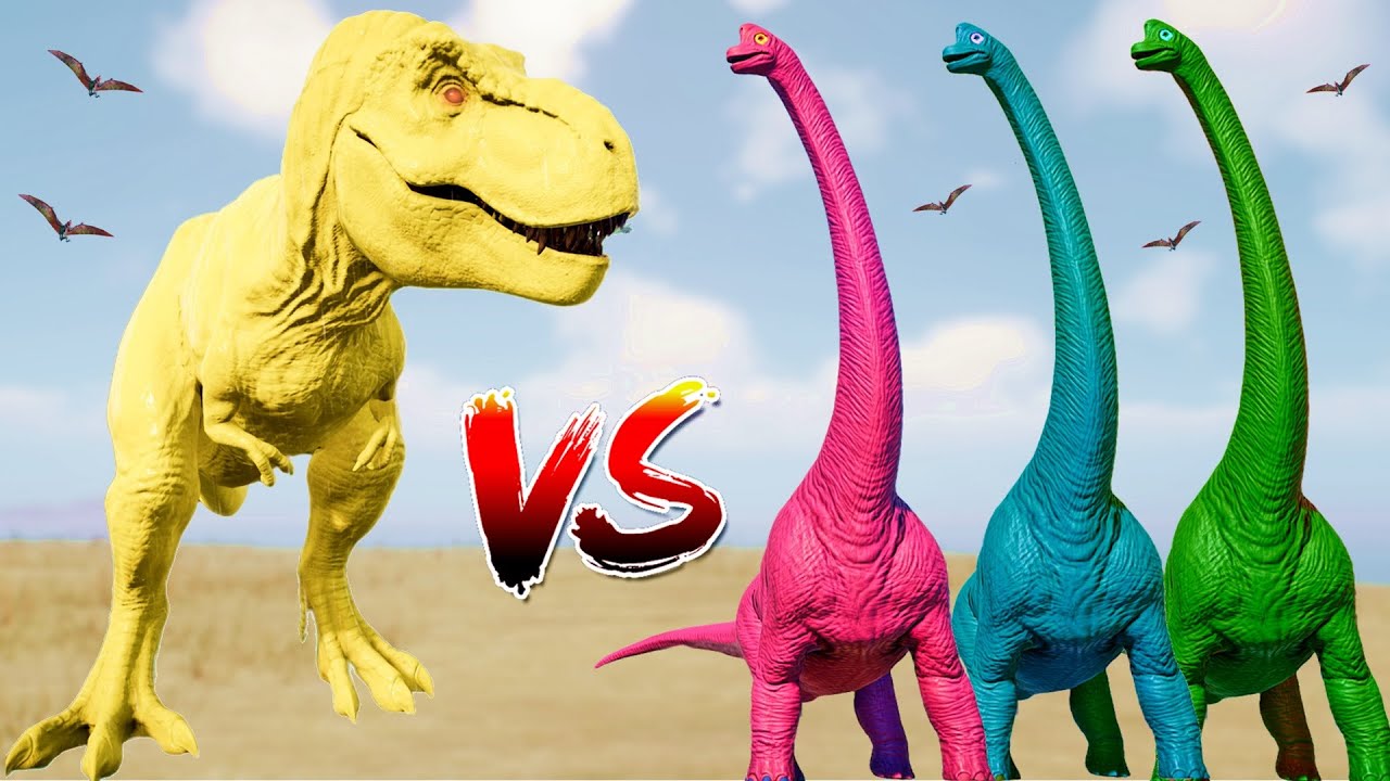Yellow T-Rex VS Spiderman Rex VS Color Pack Brachiosaurus Dinosaur ...